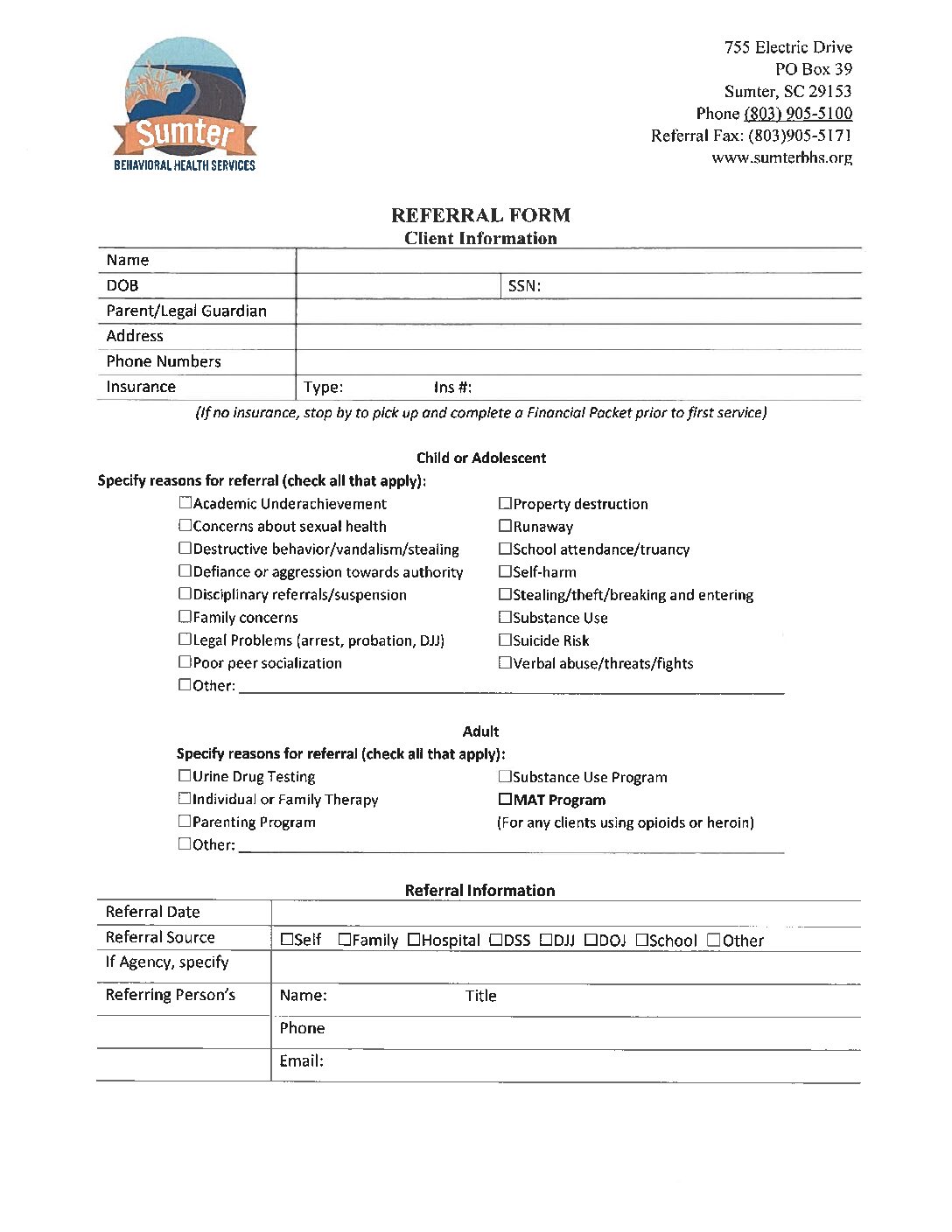 Sample Referral Form For Services